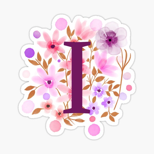 "pink floral alphabet letter I" Sticker for Sale by Pretty-T27 | Redbubble