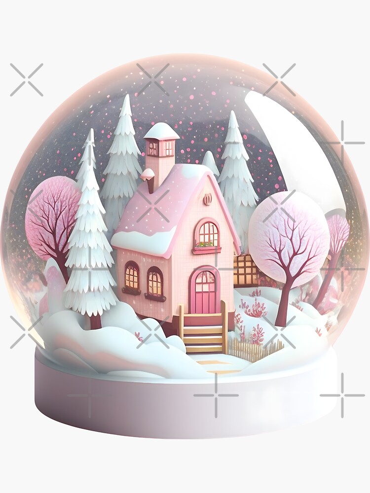 "Pastel Pink Winter Snowglobe" Sticker for Sale by Nymmzi | Redbubble