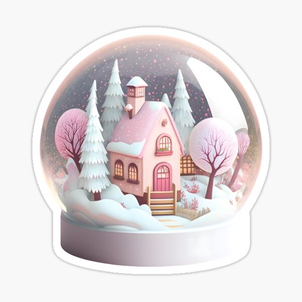 "Pastel Pink Winter Snowglobe" Sticker for Sale by Nymmzi | Redbubble