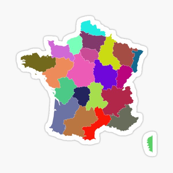 "France Color Map" Sticker for Sale by Pixel4Art | Redbubble