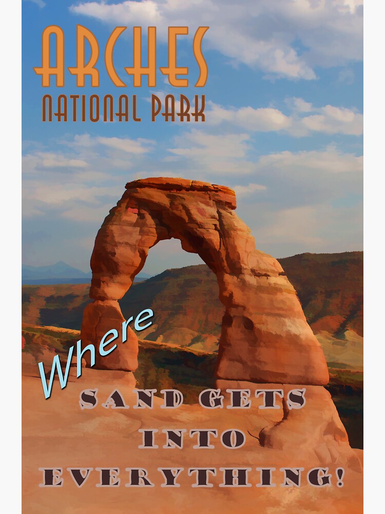"Arches National Park Funny Travel Poster" Sticker for Sale by ...