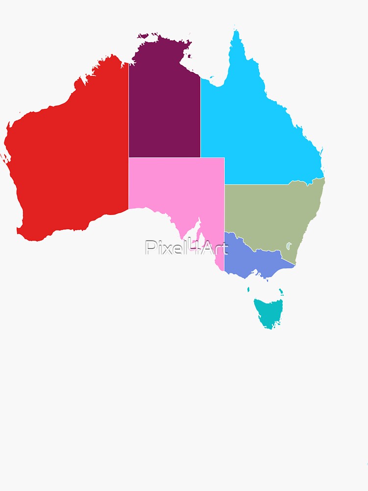 "Australia Color Map" Sticker for Sale by Pixel4Art | Redbubble