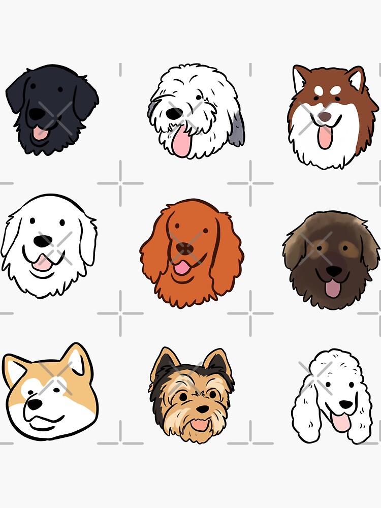 "Cute dog breeds heads illustration pack " Sticker for Sale by ...