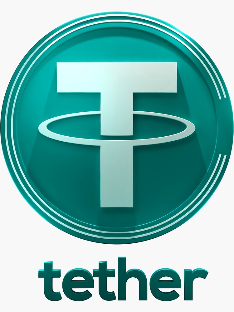 "Tether logo and coin with font. USDT" Sticker for Sale by ColorCube1 ...