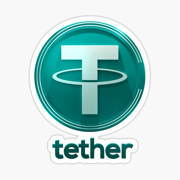 "Tether logo and coin with font. USDT" Sticker for Sale by ColorCube1 ...