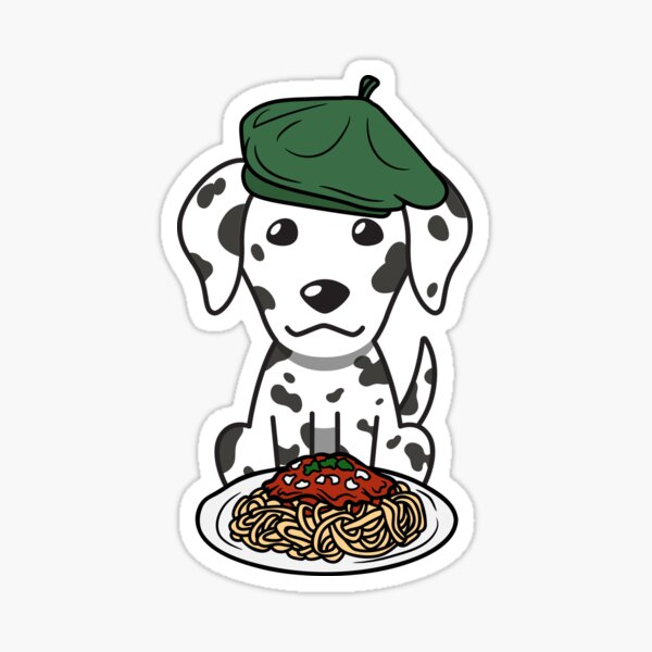 "Dalmatian eating spaghetti" Sticker for Sale by Pet-Station | Redbubble