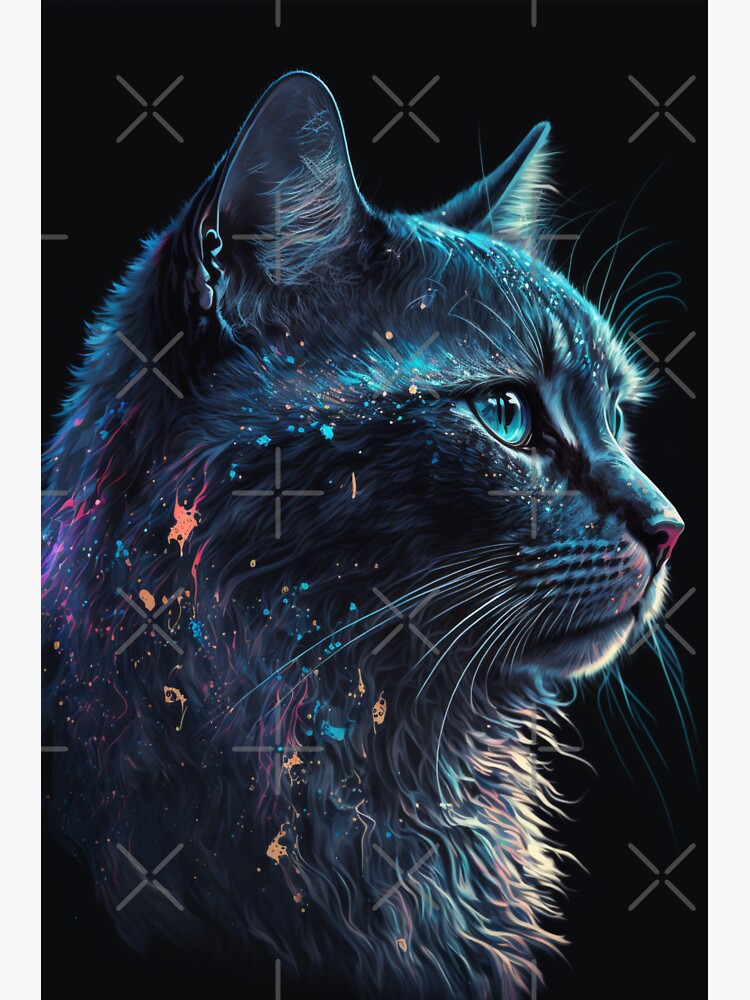 "Blue Glow Embroidered Cat Aesthetic" Sticker for Sale by enryuonna ...