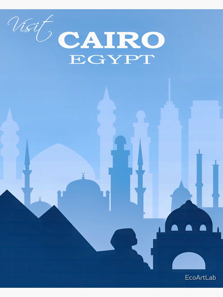 "Cairo in Blue: A Modern Travel Poster" Sticker for Sale by EcoArtLab ...