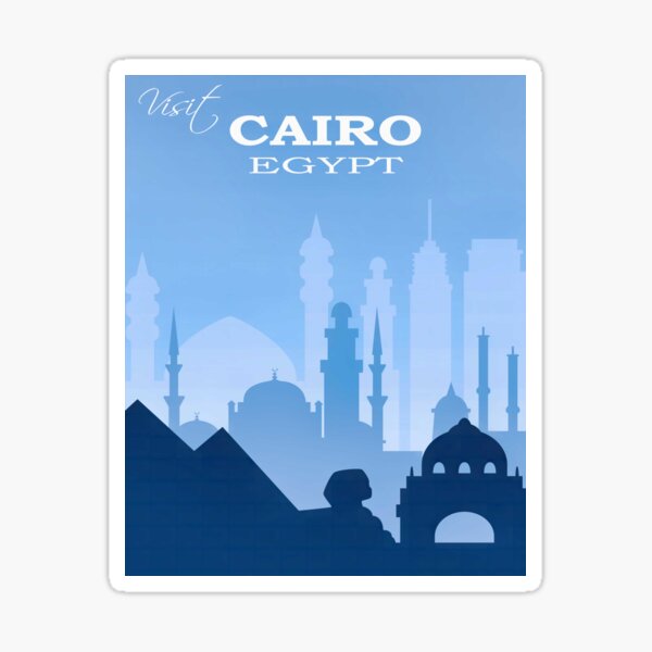 "Cairo in Blue: A Modern Travel Poster" Sticker for Sale by EcoArtLab ...