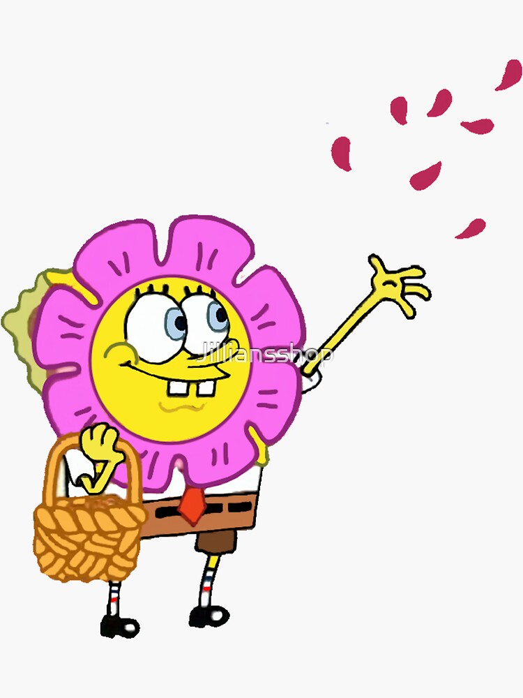"Spongebob Flower Face" Sticker for Sale by Jilliansshop | Redbubble