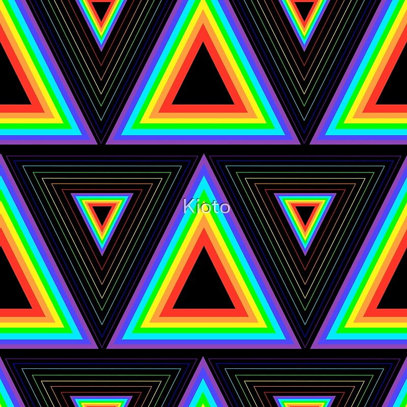 "Rainbow triangles on a black background" by Kioto | Redbubble