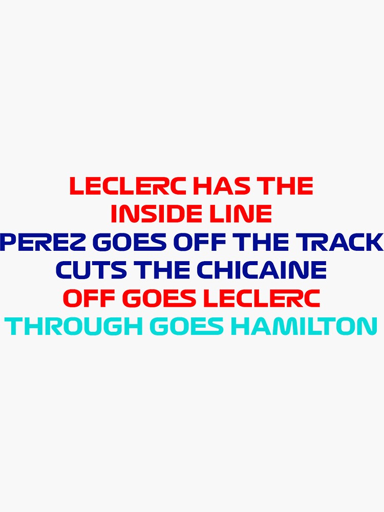 "Through Goes Hamilton Commentary Quote Full" Sticker for Sale by RaceTrack Outlines | Redbubble