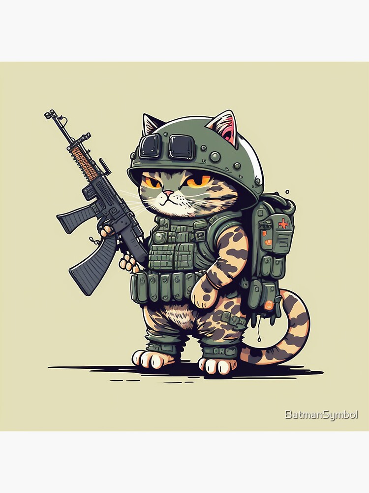 "Cute Cat Ready for War" Sticker for Sale by BatmanSymbol | Redbubble