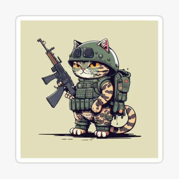"Cute Cat Ready for War" Sticker for Sale by BatmanSymbol | Redbubble