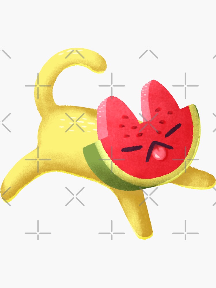 "Watermelon Head Cat" Sticker for Sale by knitetgantt | Redbubble