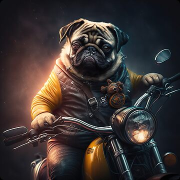 "Pug Biker" Sticker for Sale by WikiRobots | Redbubble