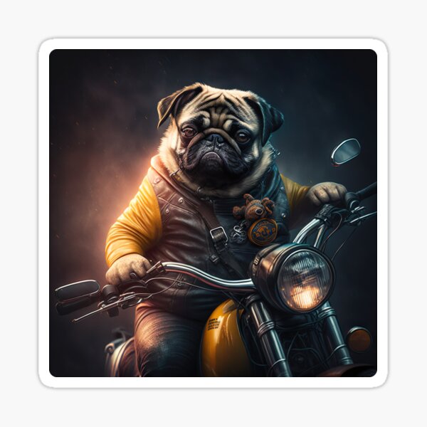 "Pug Biker" Sticker for Sale by WikiRobots | Redbubble