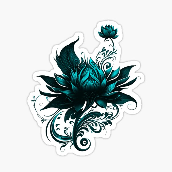 "Lotus Swirl- Cyan" Sticker for Sale by A-Artistries | Redbubble