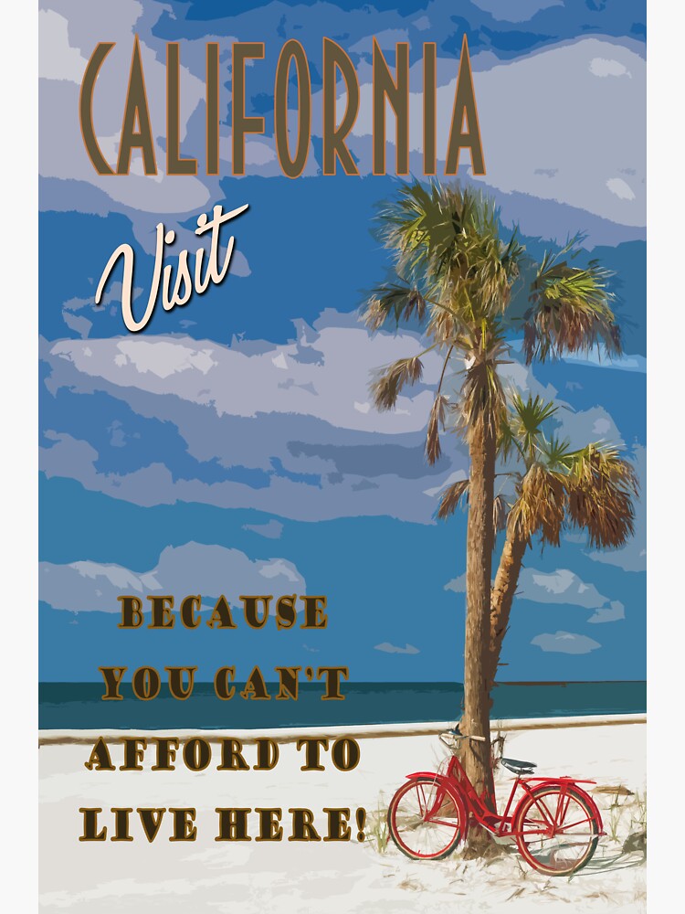 "California Funny Travel Poster" Sticker for Sale by loggeron30 | Redbubble