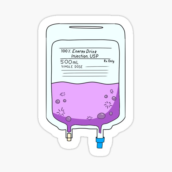 "500mL Energy Drink IV Fluid Bag Sticker" Sticker for Sale by Scrub ...
