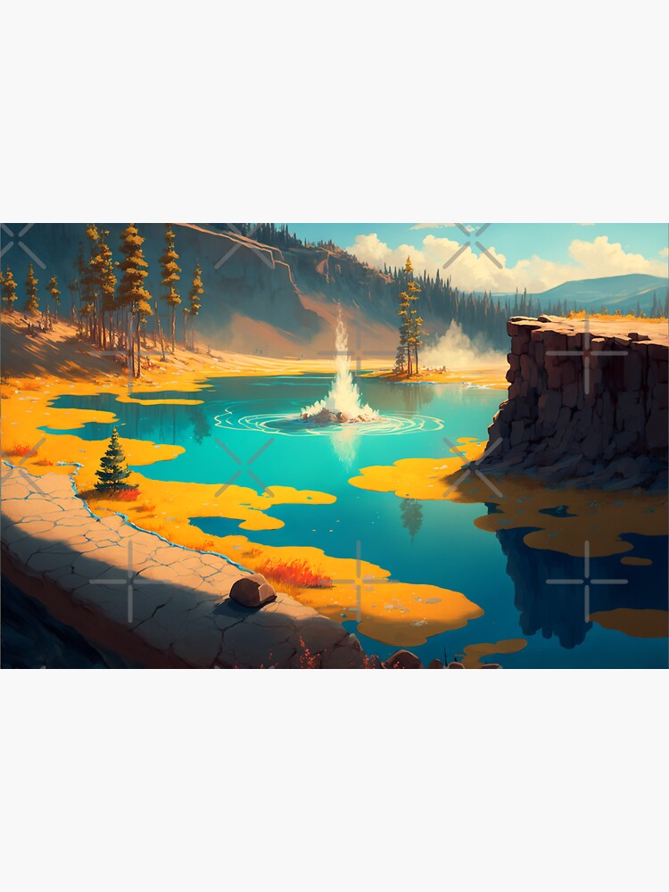 "Yellowstone National Park 03 | Colorful Cartoon Landmarks Landscapes ...