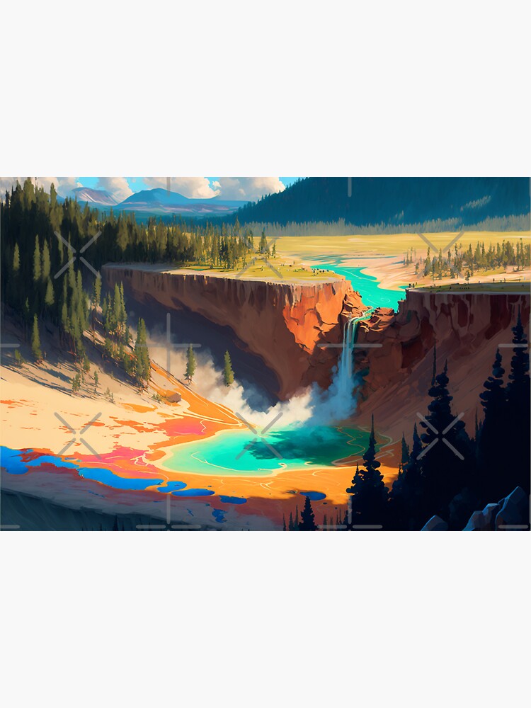 "Yellowstone National Park 07 | Colorful Cartoon Landmarks Landscapes ...