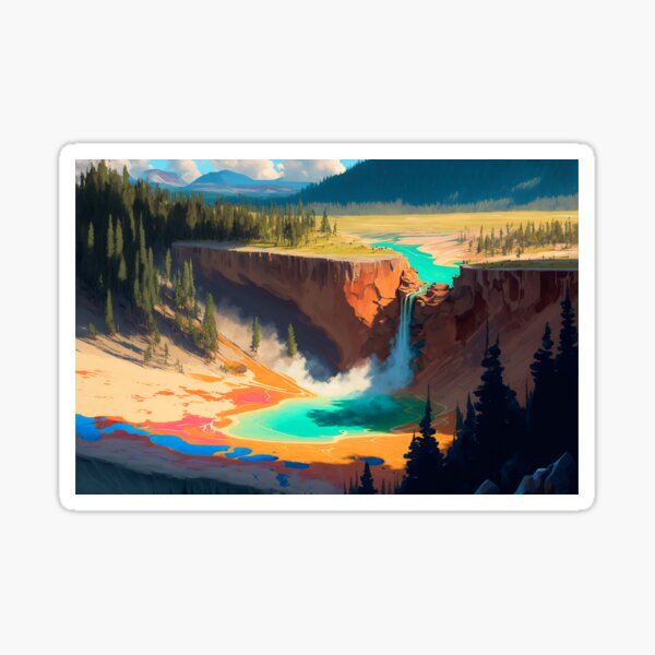 "Yellowstone National Park 07 | Colorful Cartoon Landmarks Landscapes ...