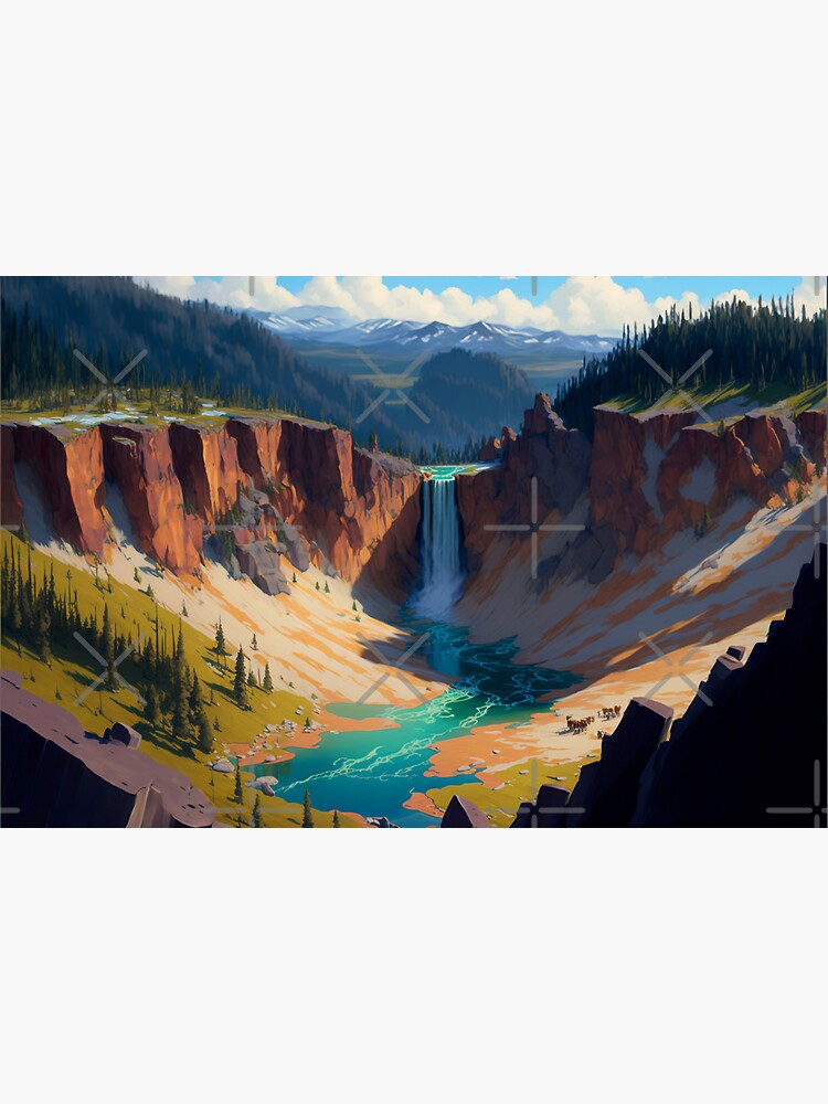 "Yellowstone National Park 05 | Colorful Cartoon Landmarks Landscapes ...