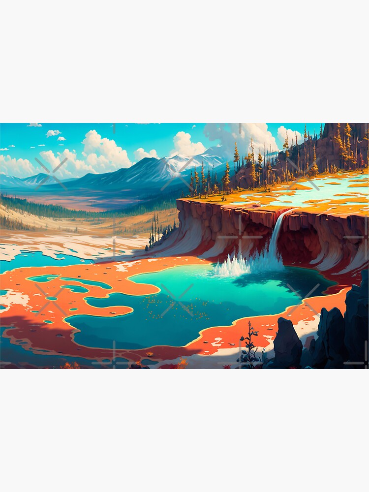 "Yellowstone National Park 08 | Colorful Cartoon Landmarks Landscapes ...
