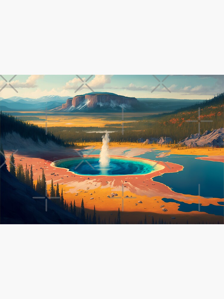 "Yellowstone National Park 11 | Colorful Cartoon Landmarks Landscapes ...