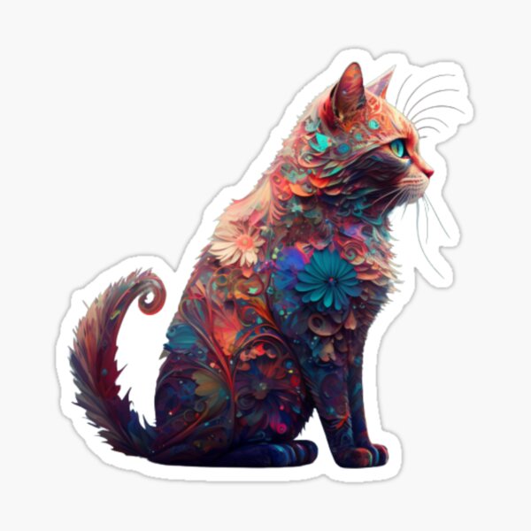 "Feline Charm, A Lovely Cat Design" Sticker for Sale by Shamaino ...