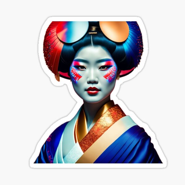 "Blue Geisha" Sticker for Sale by BlackbartArt | Redbubble