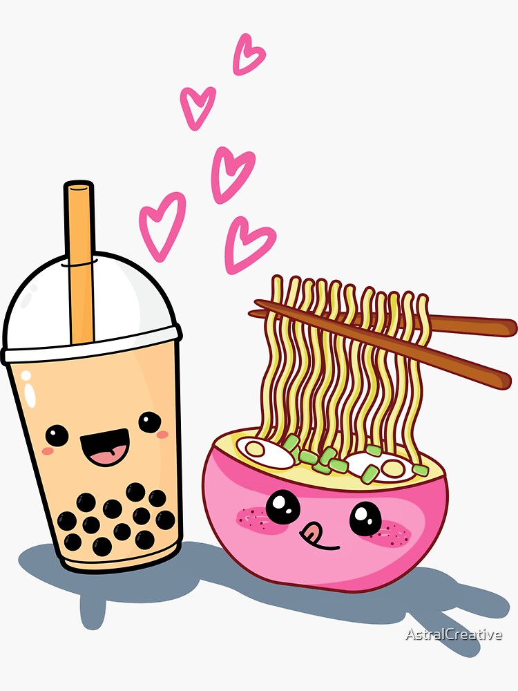 "Boba and Ramen / Ramen and Bubble Tea / Cute Kawaii / I Love Boba and ...