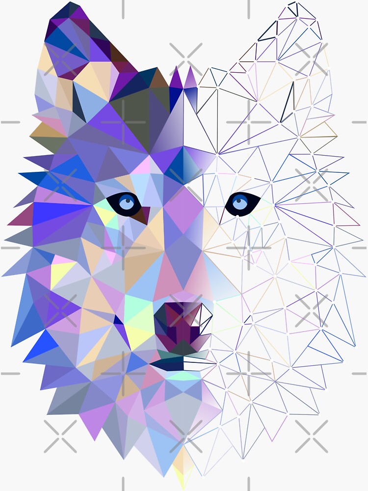 "Wolf with geometric shapes" Sticker for Sale by professorguru | Redbubble