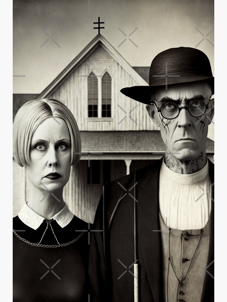 "Goth American Gothic" Sticker for Sale by ArtMadeByAI | Redbubble
