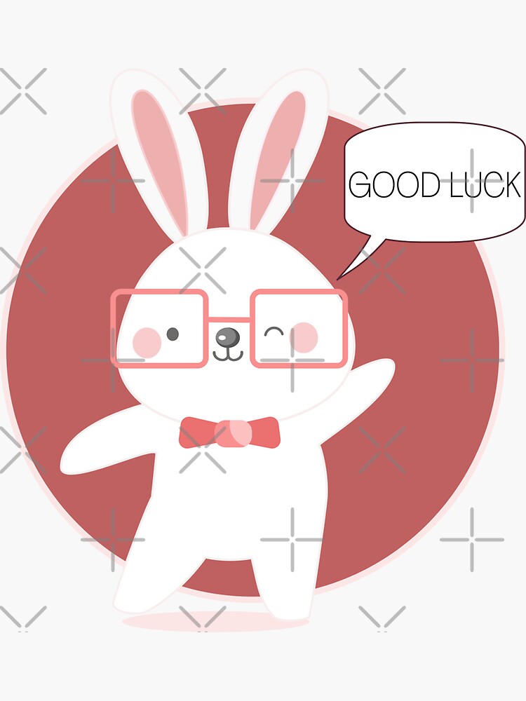 "Encouraging Rabbit - Good Luck - Red" Sticker for Sale by melieray7 ...