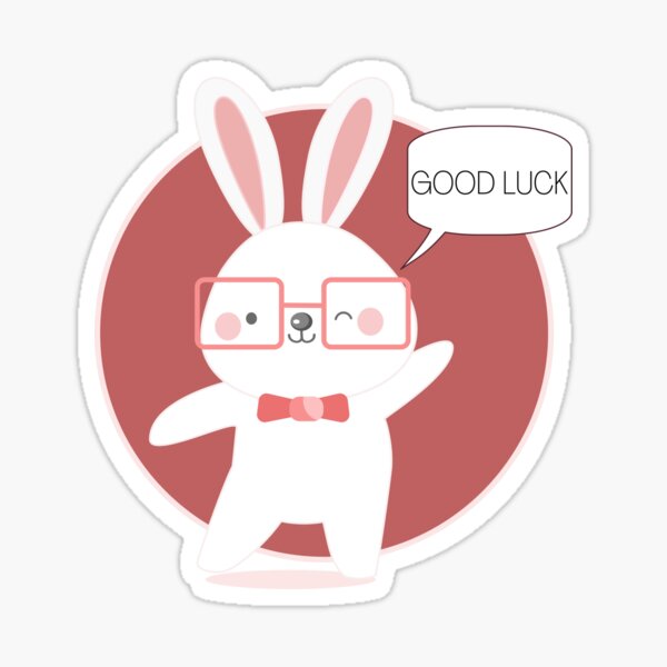 "Encouraging Rabbit - Good Luck - Red" Sticker for Sale by melieray7 ...