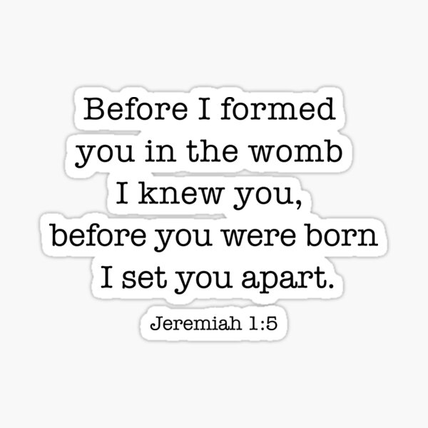 " Jeremiah 1:5" Sticker for Sale by corbrand | Redbubble