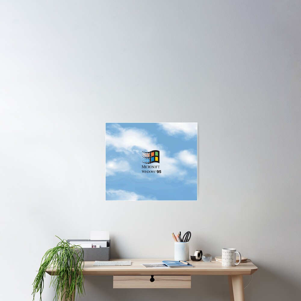 "Windows 95 / 98 Logo (with text) on Classic Sky" Poster for Sale by ...