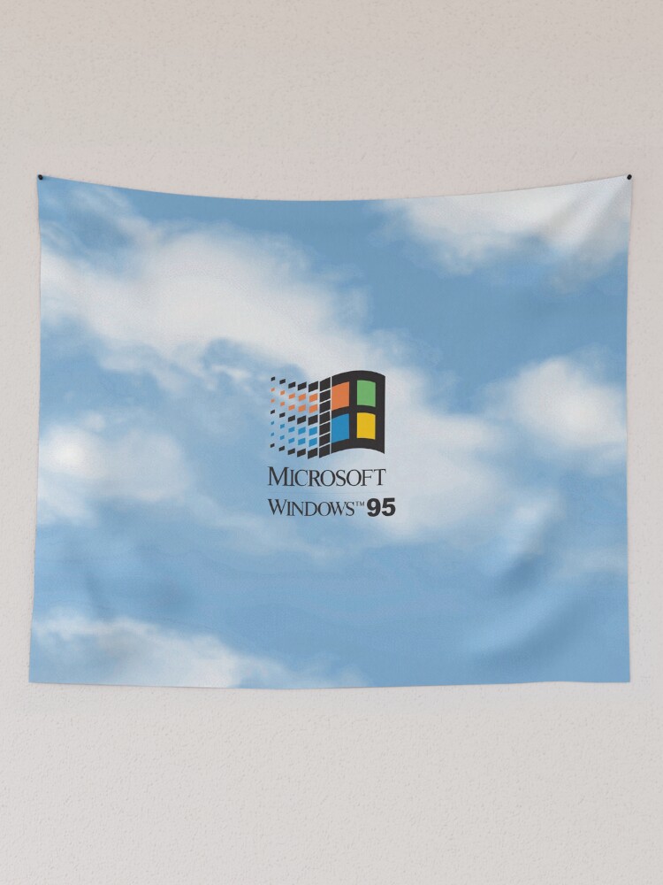 "Windows 95 / 98 Logo (with text) on Classic Sky" Tapestry for Sale by ...
