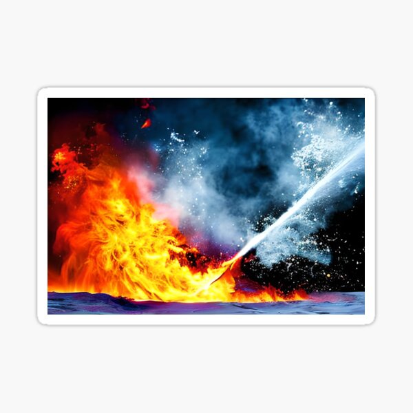 "Flame and Ice: A Dual Landscape" Sticker for Sale by ArtfulSolutions ...