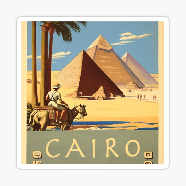 "Cairo Egypt Pyramids Vintage Travel Poster" Sticker for Sale by ...