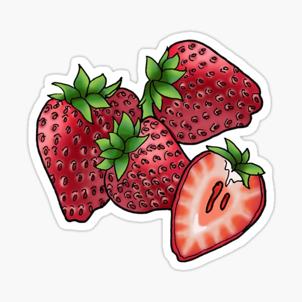 "Strawberries" Sticker for Sale by Food-By-EmilyW | Redbubble