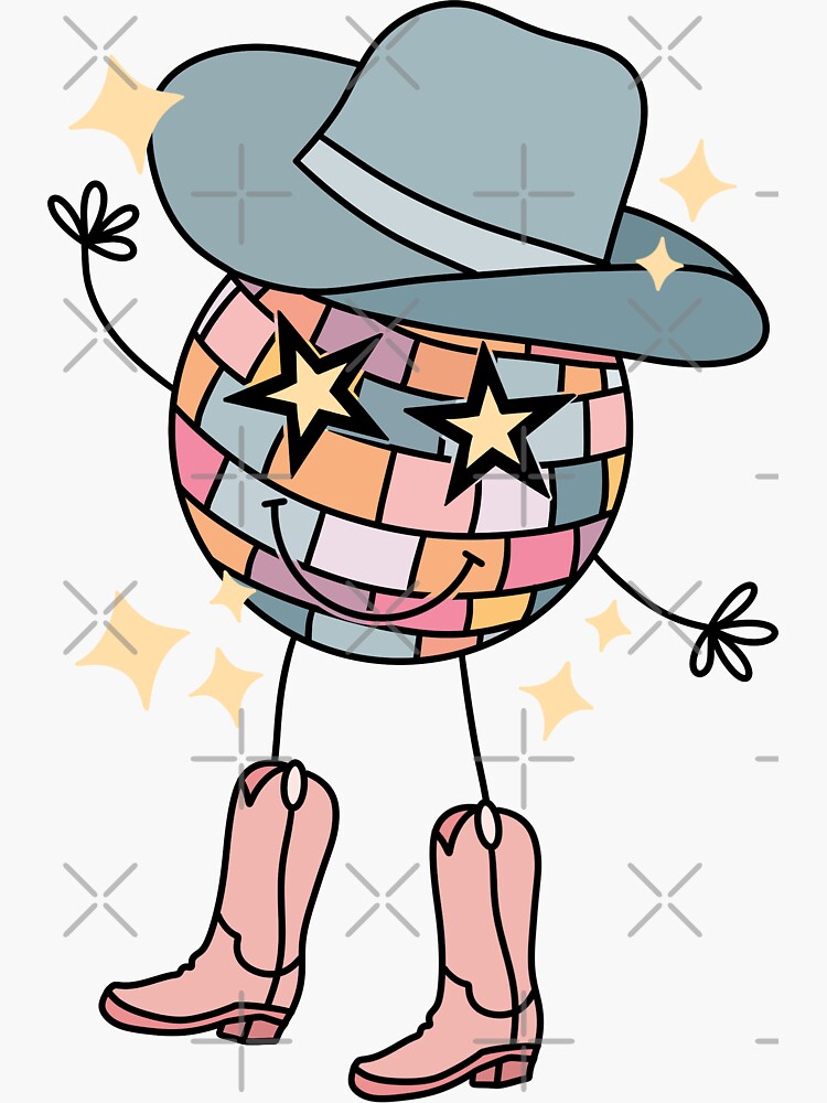 "Disco cowgirl" Sticker for Sale by Nina Sillis-Thomas | Redbubble