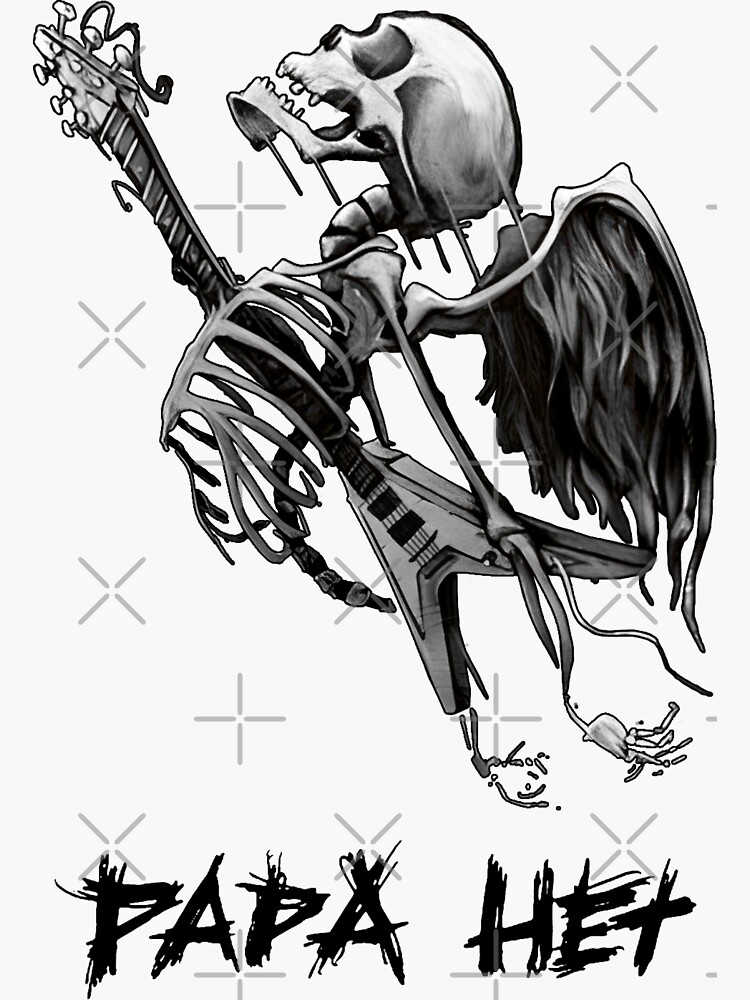 "James Hetfield "Papa Het" Guitar Through Ribs Skeleton" Sticker for ...