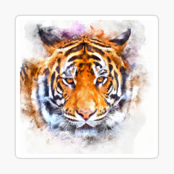 "Tiger Screen , Fear The Tiger , Watercolor Painting" Sticker for Sale ...