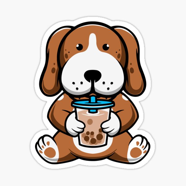 "Cute Bulldog Drinking Bubble tea" Sticker for Sale by cubbone | Redbubble