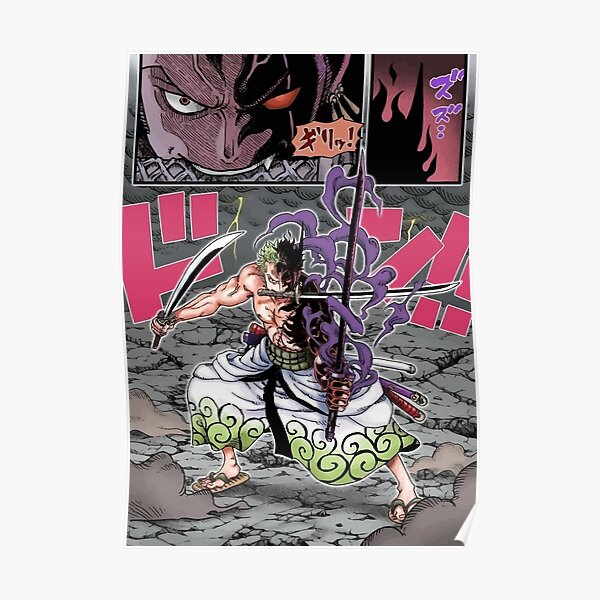 "Zoro three sword style colored manga panel" Poster for Sale by ...