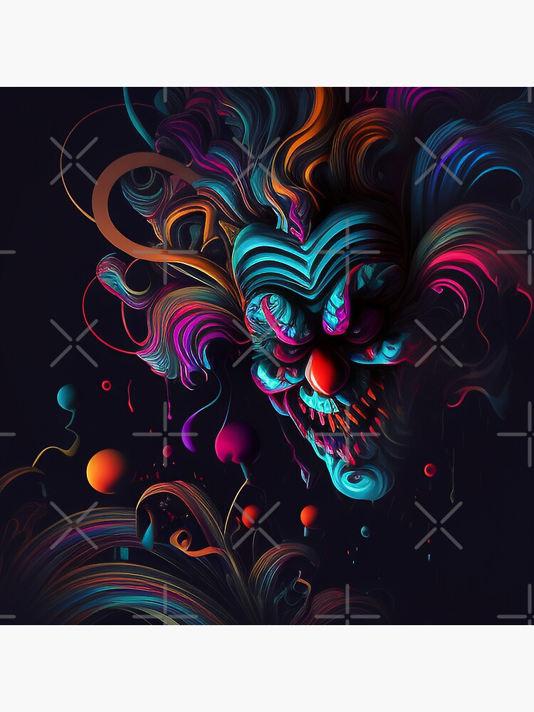 "Neon - Abstract - Insane - Evil - Killer - Clown Design" Sticker for ...