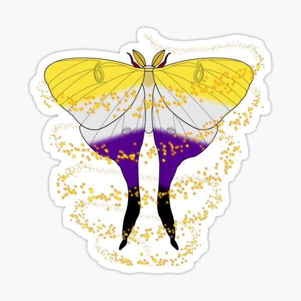 "Non-Binary Pride Moth (Sparkles)" Sticker for Sale by NinjArt-NinJosh ...